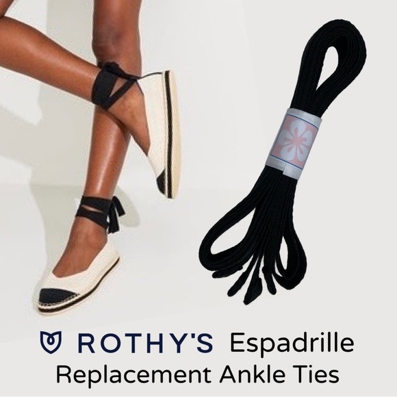 Rothy's | Shoes | Rothys Espadrille Replacement Black Ankle Ties | Poshmark